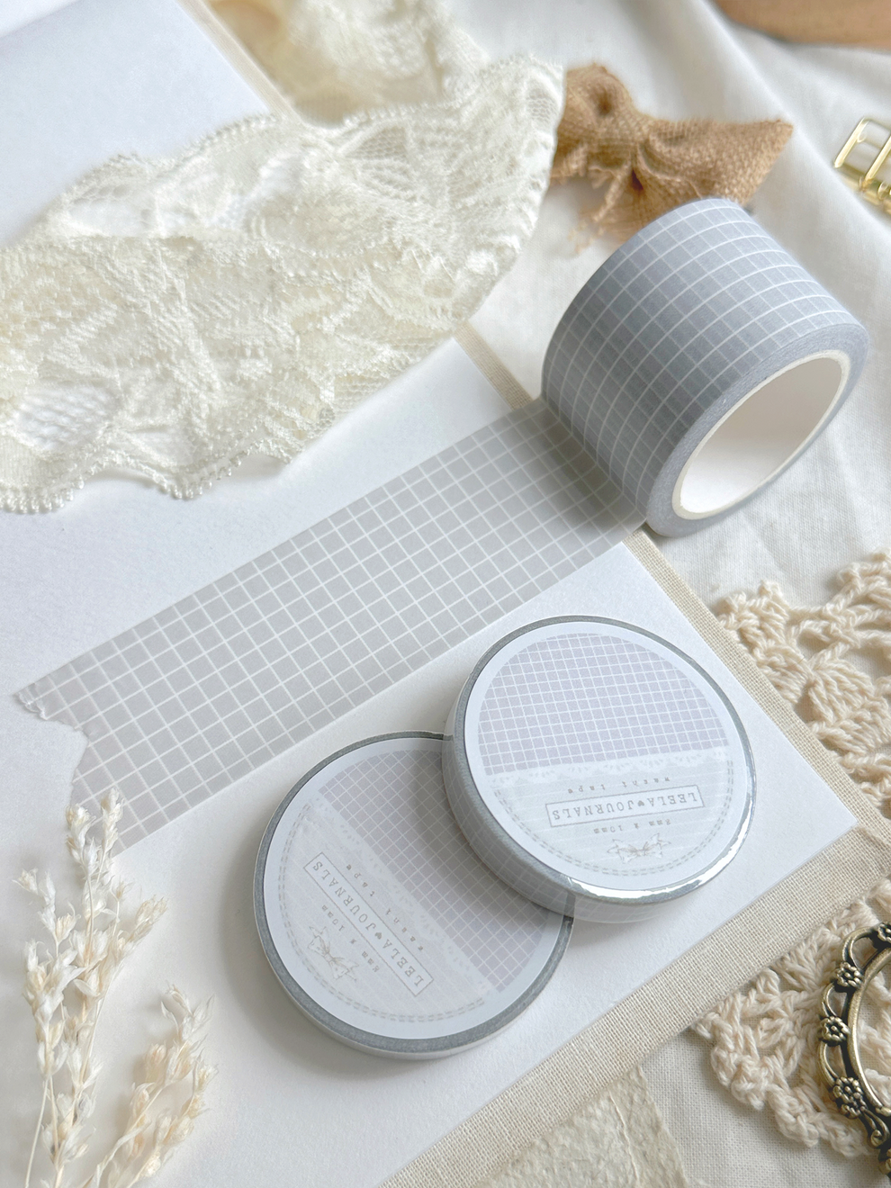 pale blue grid washi tape – leela journals
