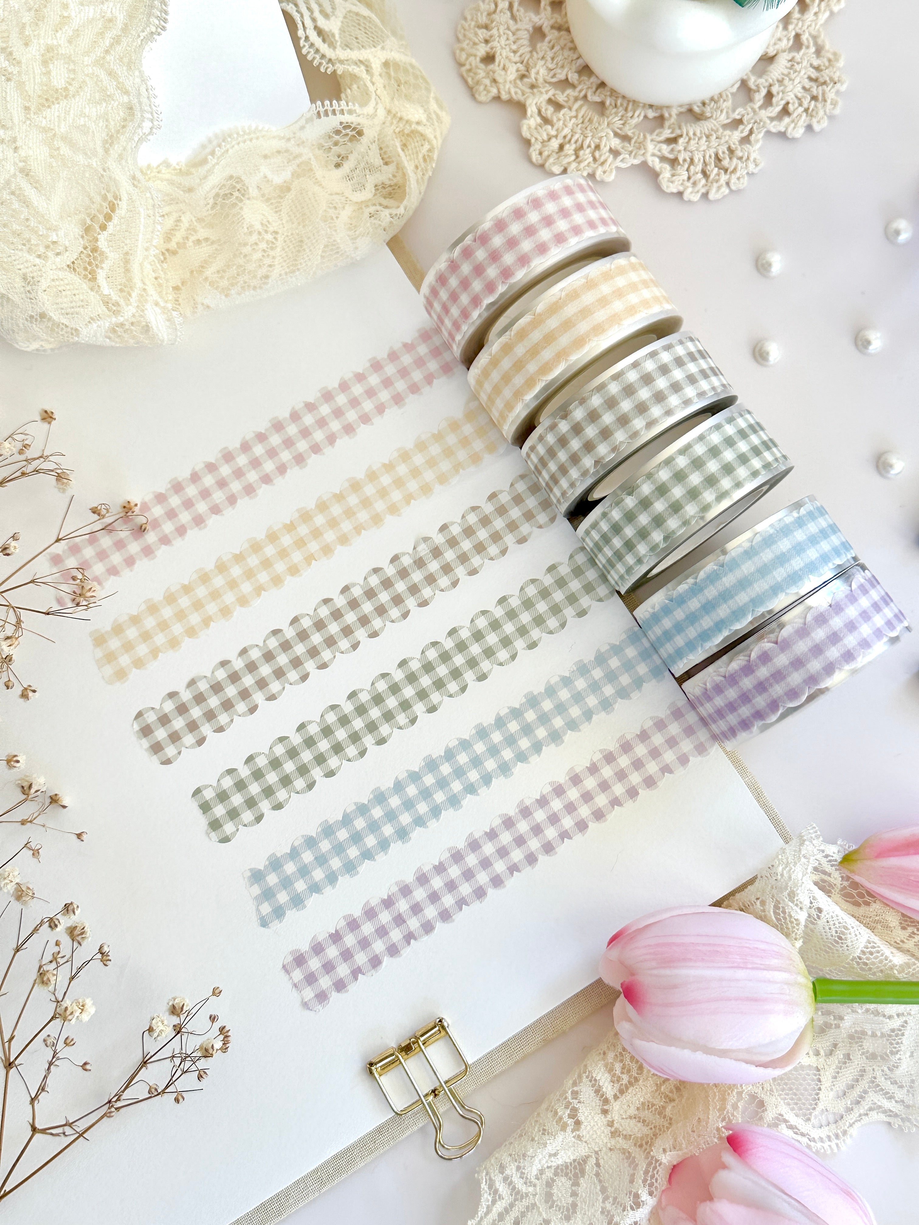 scalloped plaid die cut washi tape (new colors added!) – leela journals