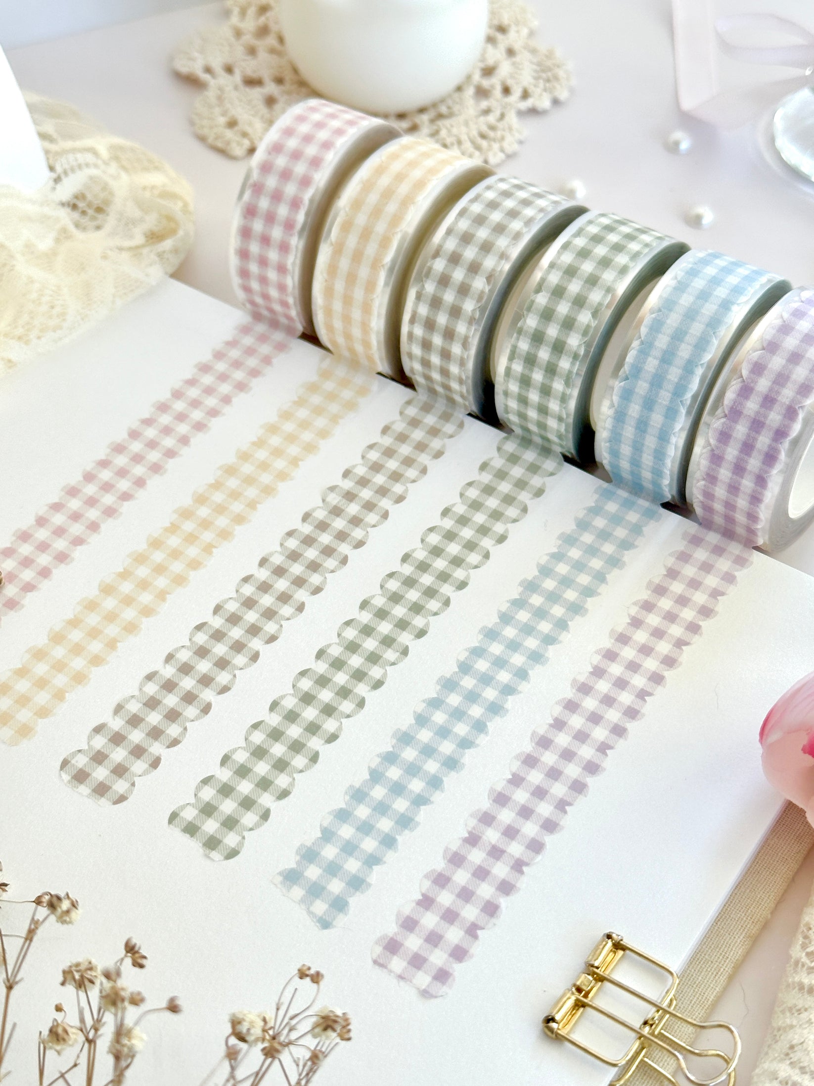 scalloped plaid die cut washi tape (new colors added!) – leela journals