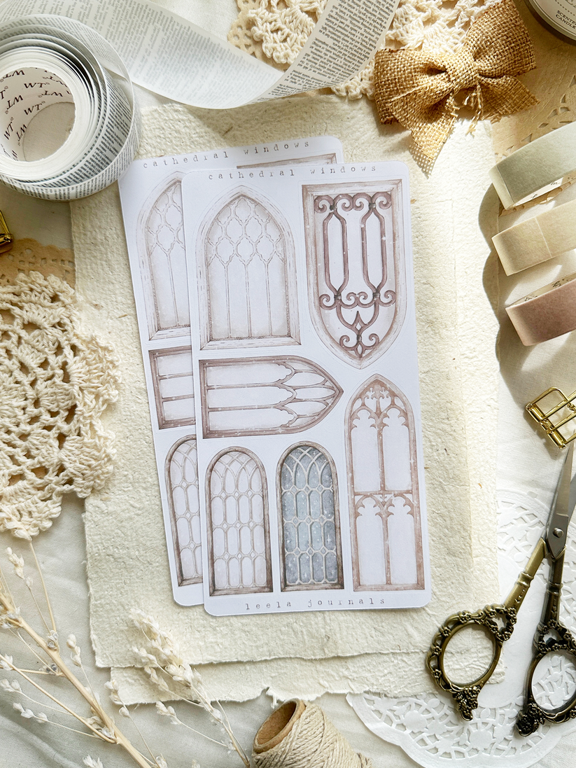 cathedral windows sticker sheet - 1pc – leela journals