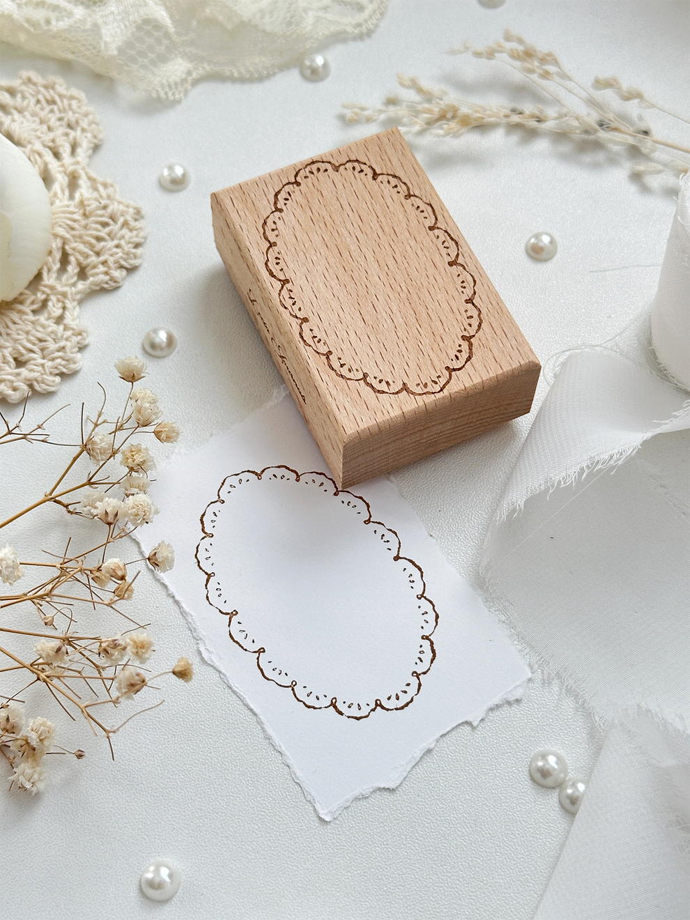 lace doily wood stamp – leela journals