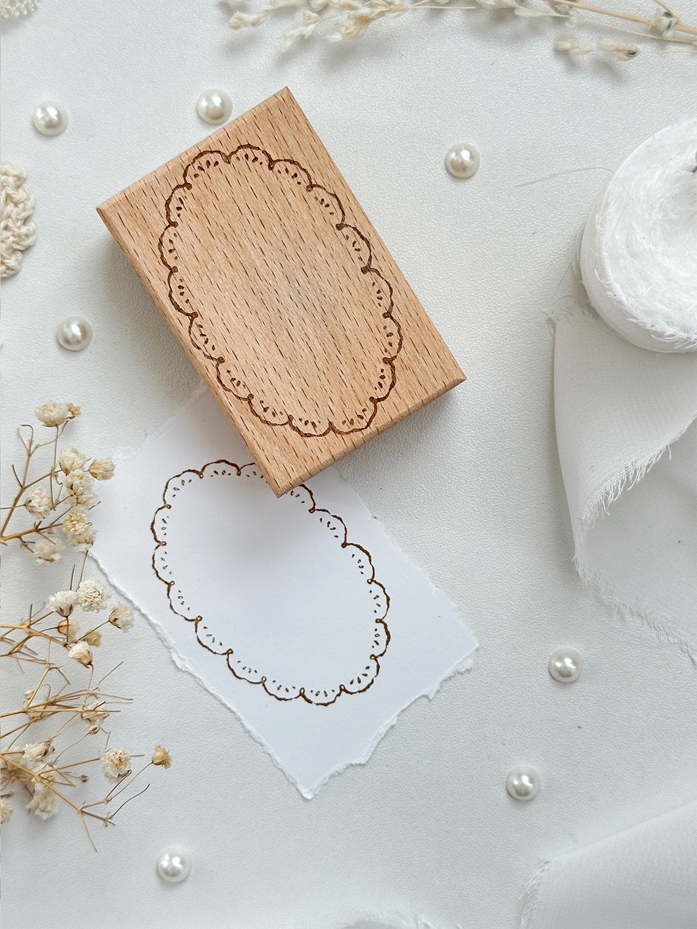 lace doily wood stamp – leela journals