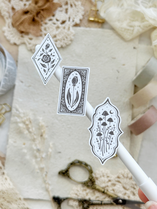 monochrome stamps sticker sheets - 2pc set – leela journals