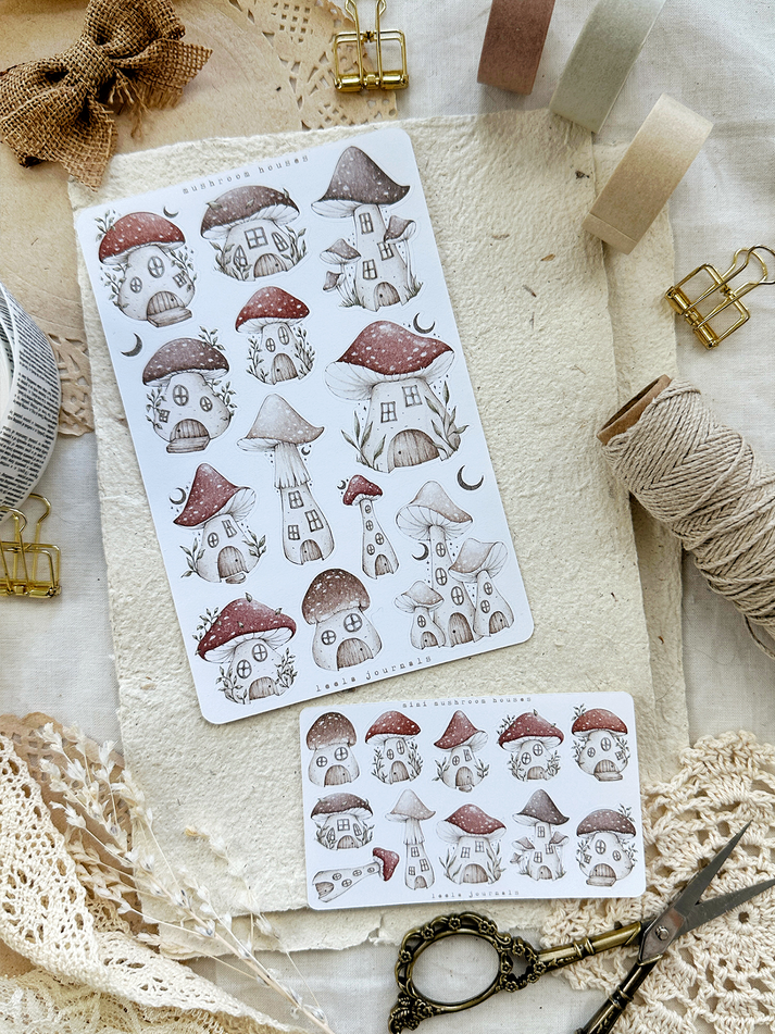 mushroom houses sticker sheet – Leelajournals - aarti aggarwal