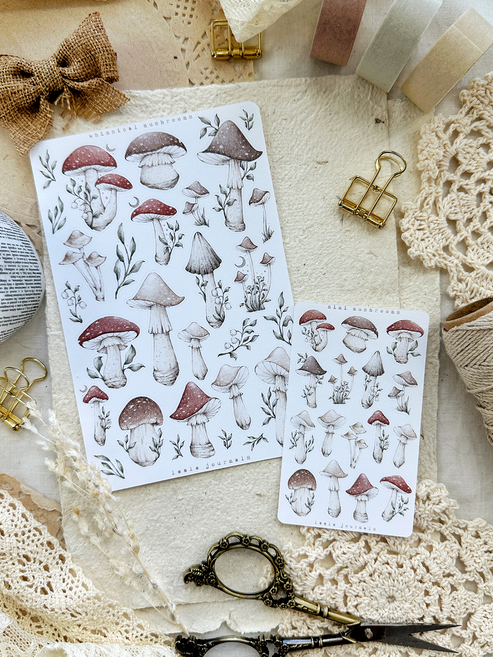 mushroom (mini or large) sticker sheet – leela journals