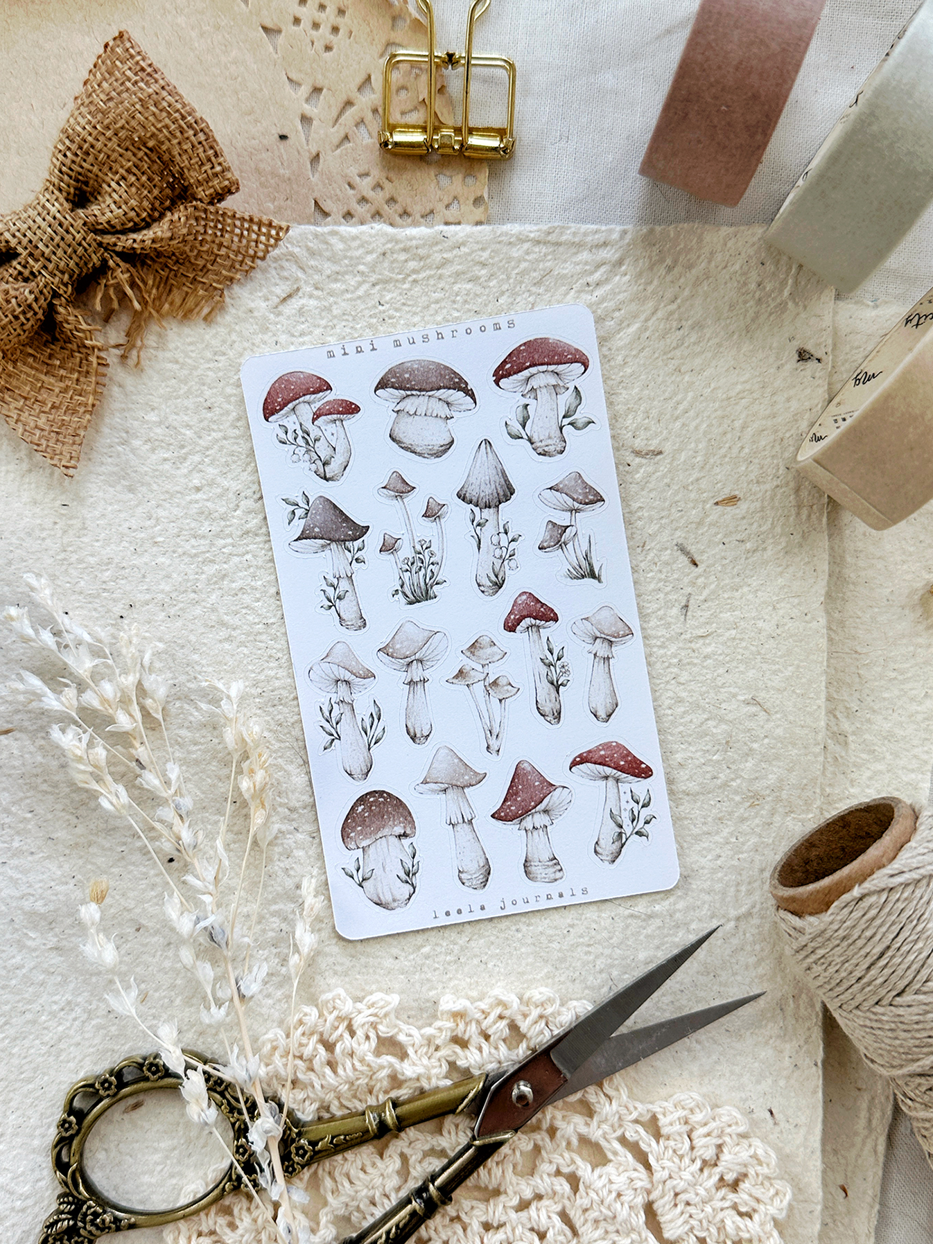 mushroom (mini or large) sticker sheet – leela journals