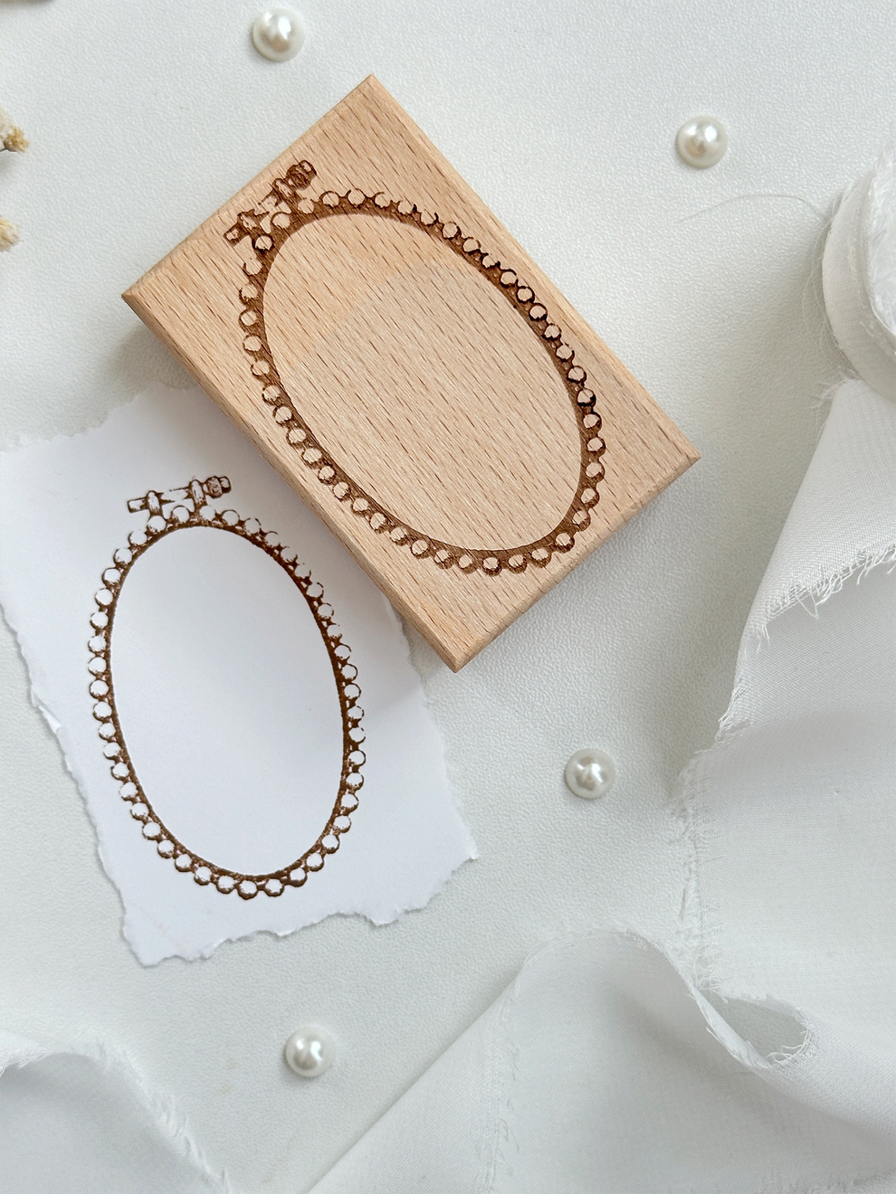 pearl embroidery hoop wood stamp – leela journals