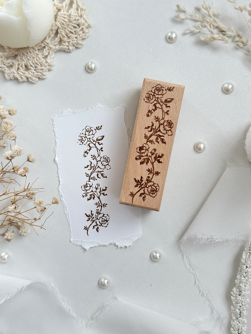 rose vine wood stamp – leela journals
