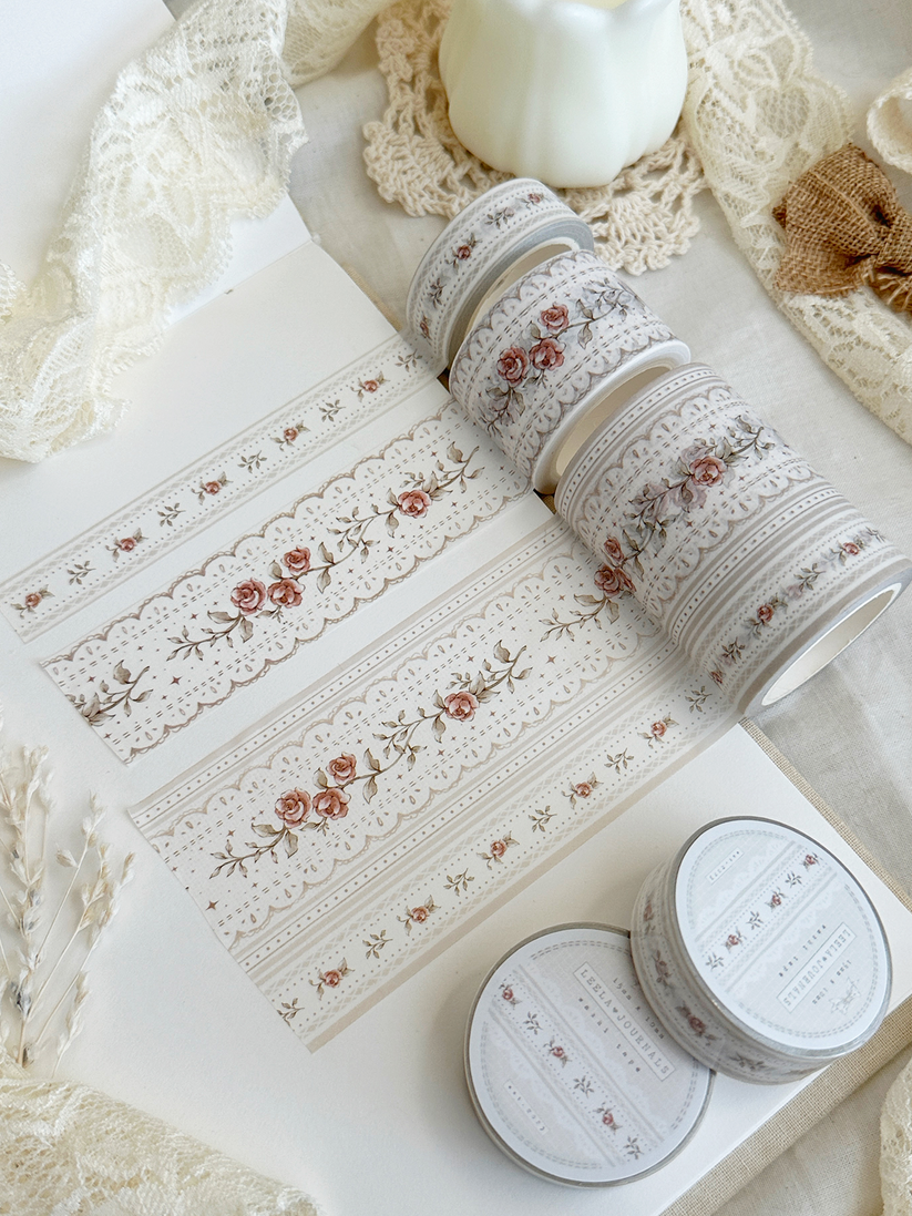 lace & roses - red washi tape – leela journals