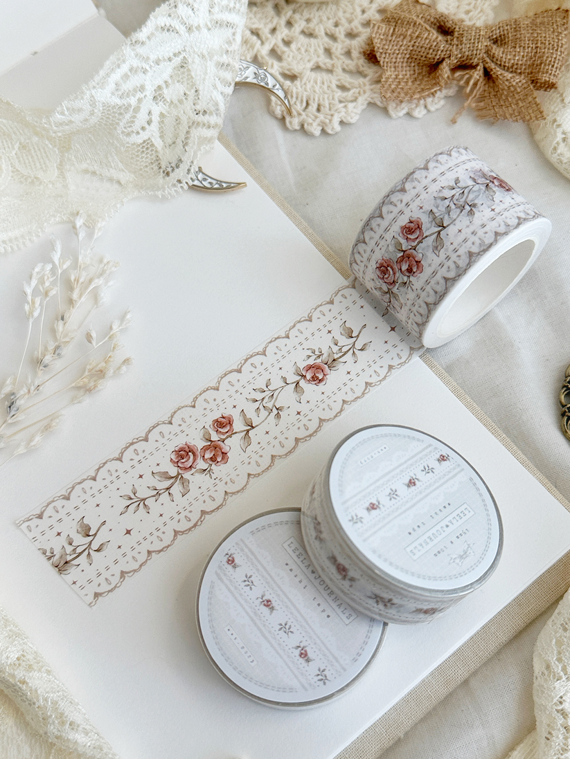 lace & roses - red washi tape – leela journals