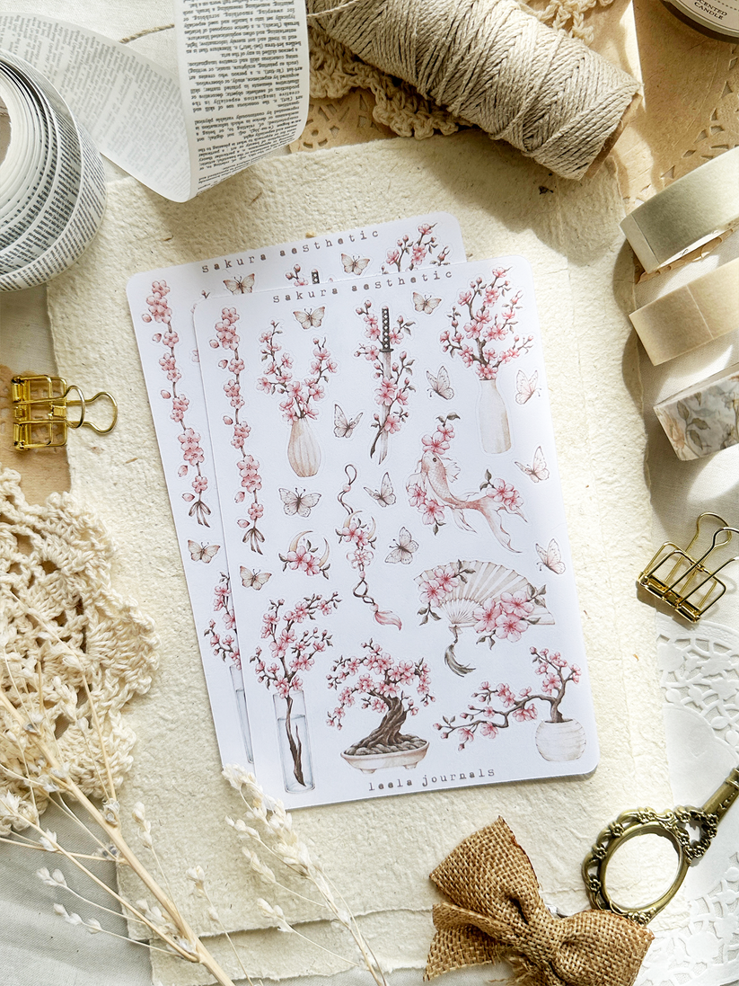 sakura aesthetic sticker sheet - 1pc – leela journals