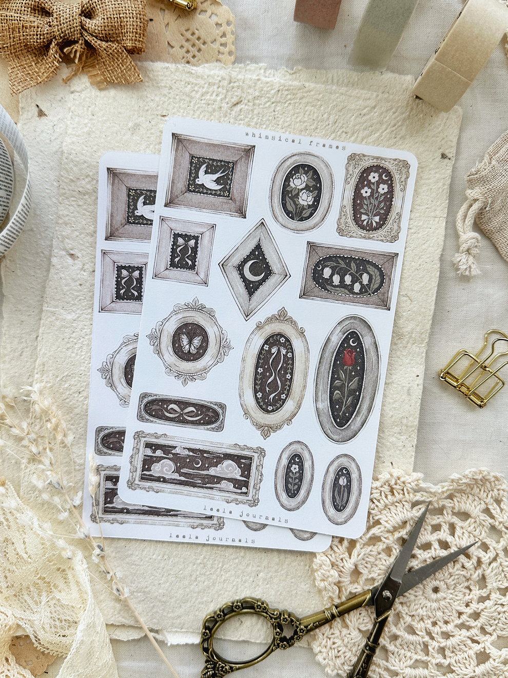 whimsical frames (mini or large) sticker sheet – leela journals