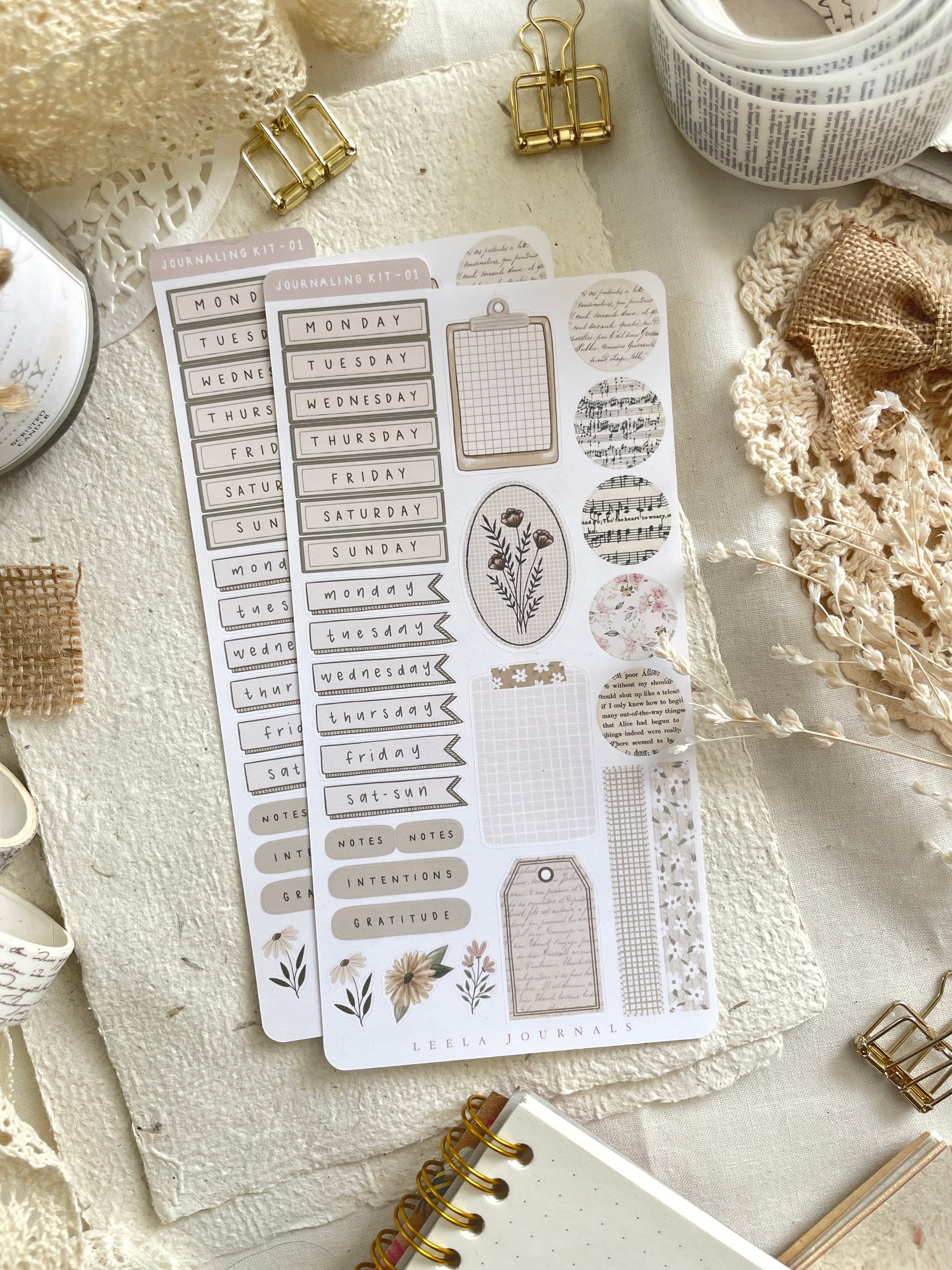 journaling kit sticker sheet - 1pc – leela journals