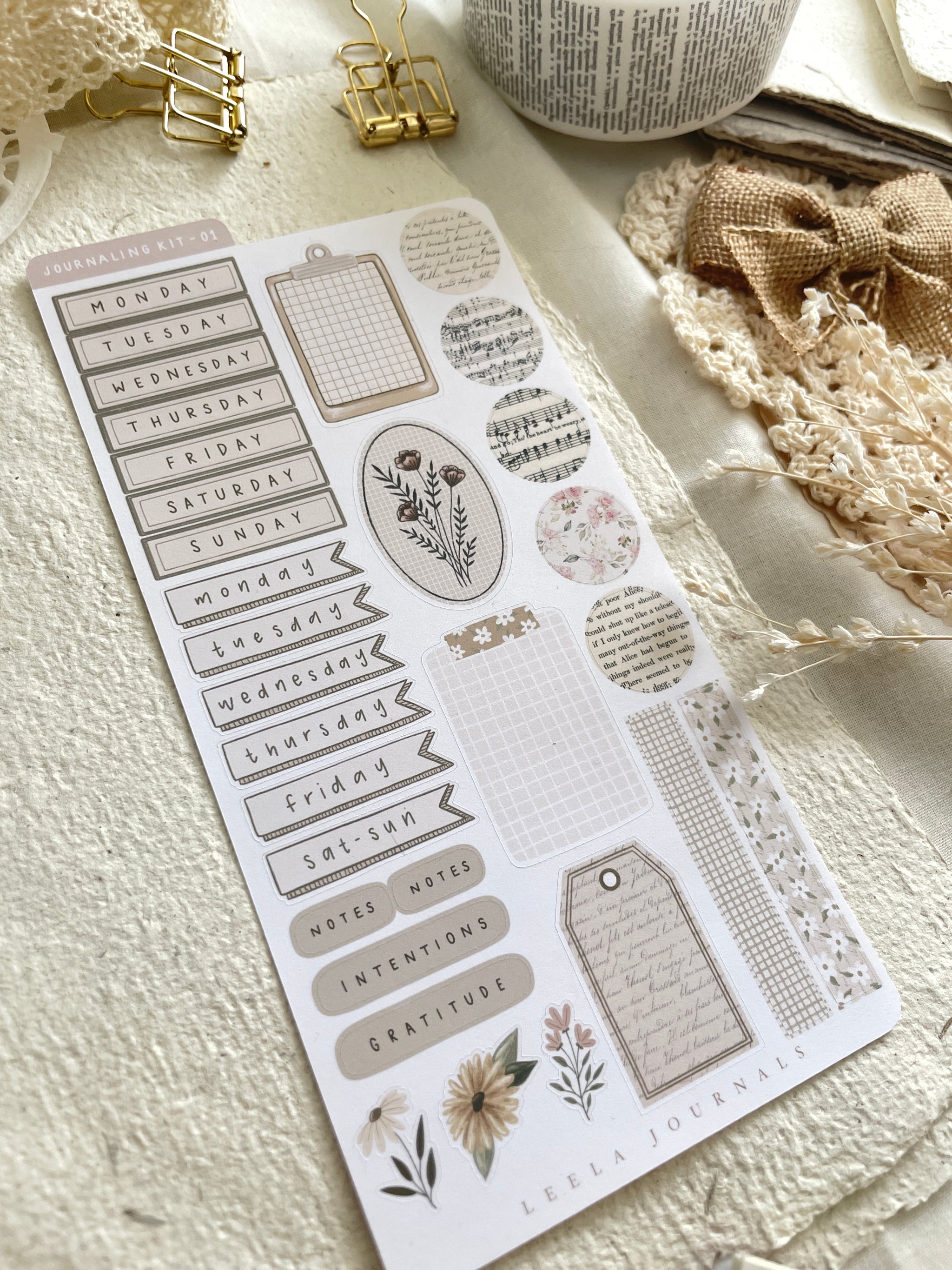 journaling kit sticker sheet - 1pc – leela journals