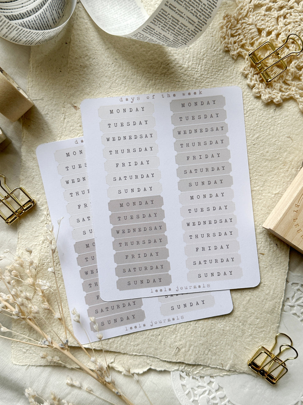 vintage weekly headers - sticker sheet – leela journals