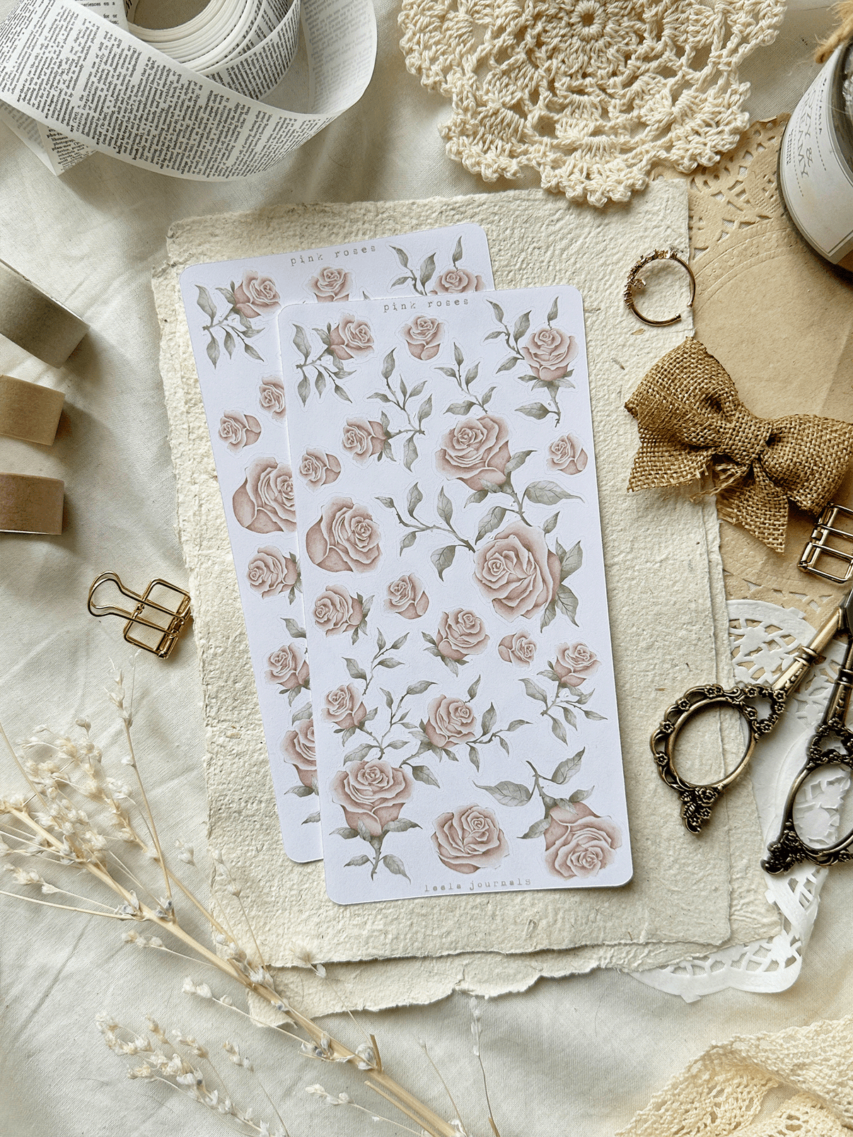 red rose floral sticker sheet - 1pc – leela journals